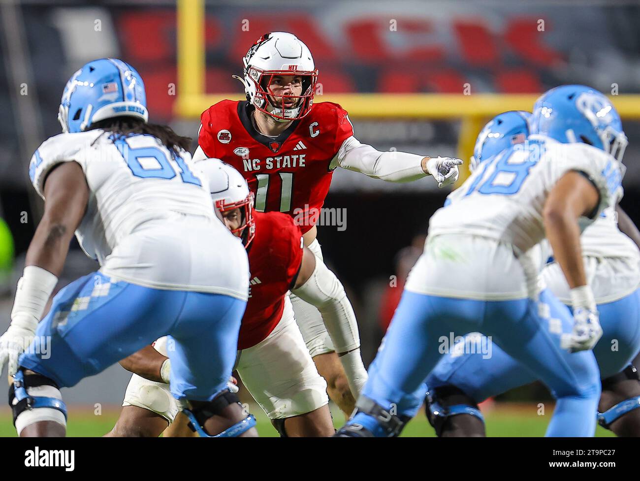 November 25, 2023: NC State senior Payton Wilson (11) directing traffic ...