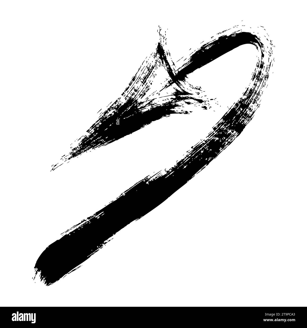 Return back curved arrow brush stroke black vector icon. Hand drawn ...