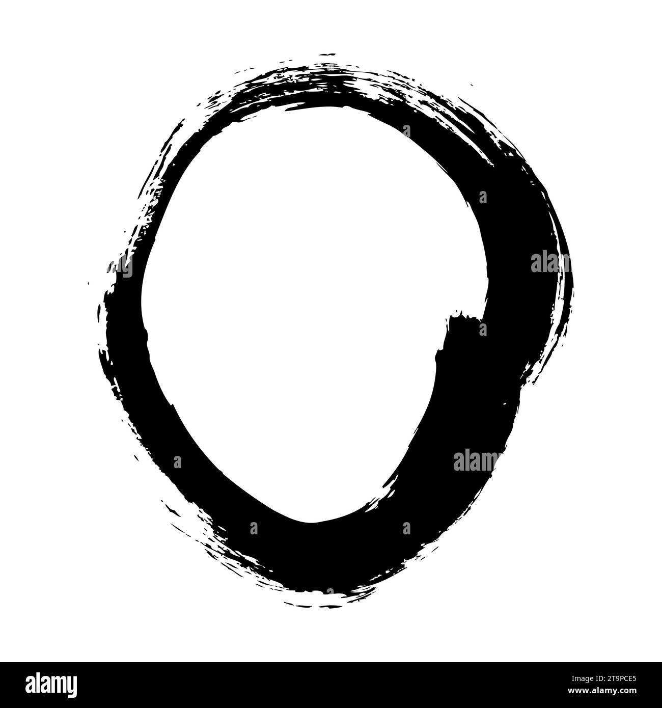 Highlight circle brush stroke black vector icon. One-stroke drawing ...
