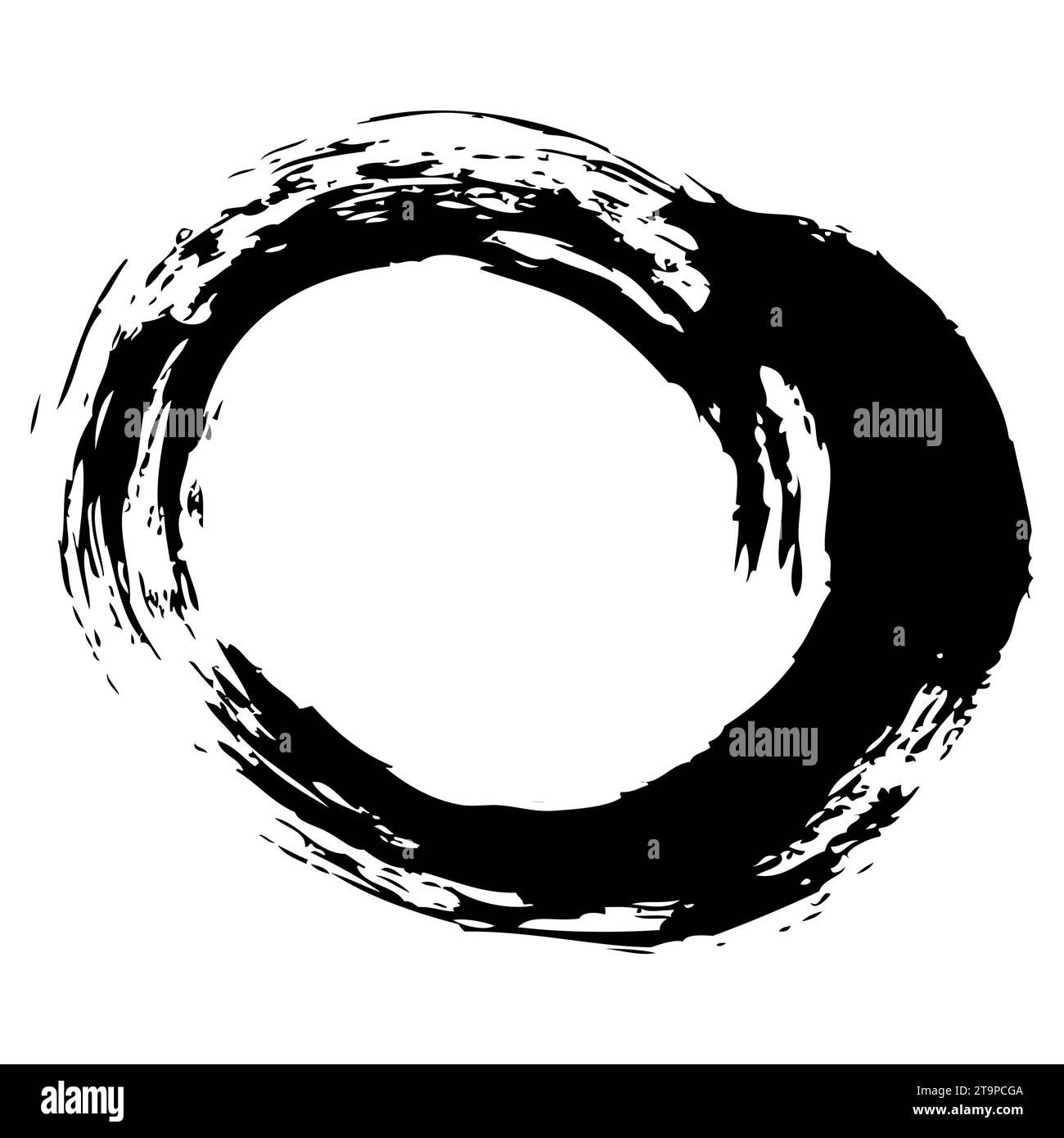 Highlight circle brush stroke black vector icon. One-stroke drawing ...