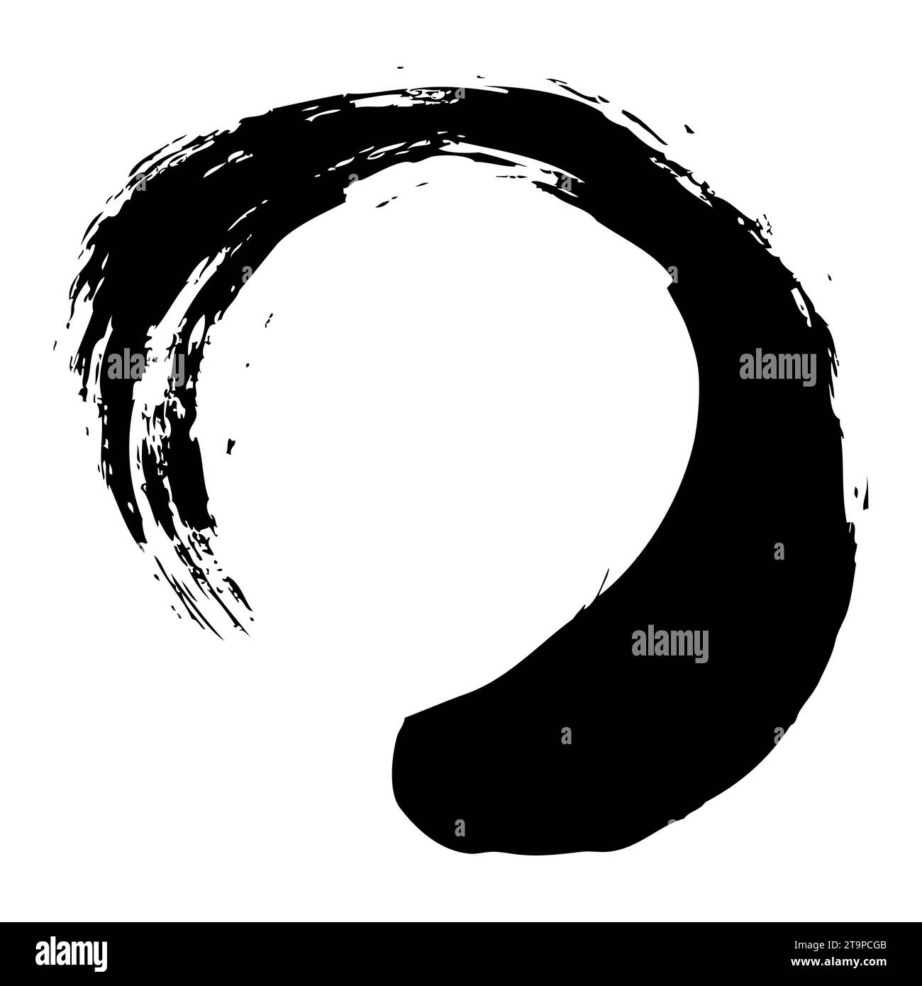 Highlight circle brush stroke black vector icon. One-stroke drawing ...