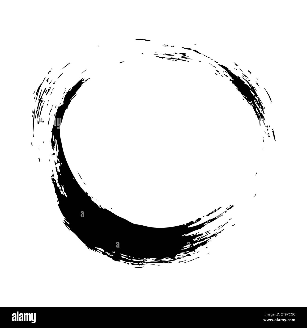 Highlight circle brush stroke black vector icon. One-stroke drawing ...