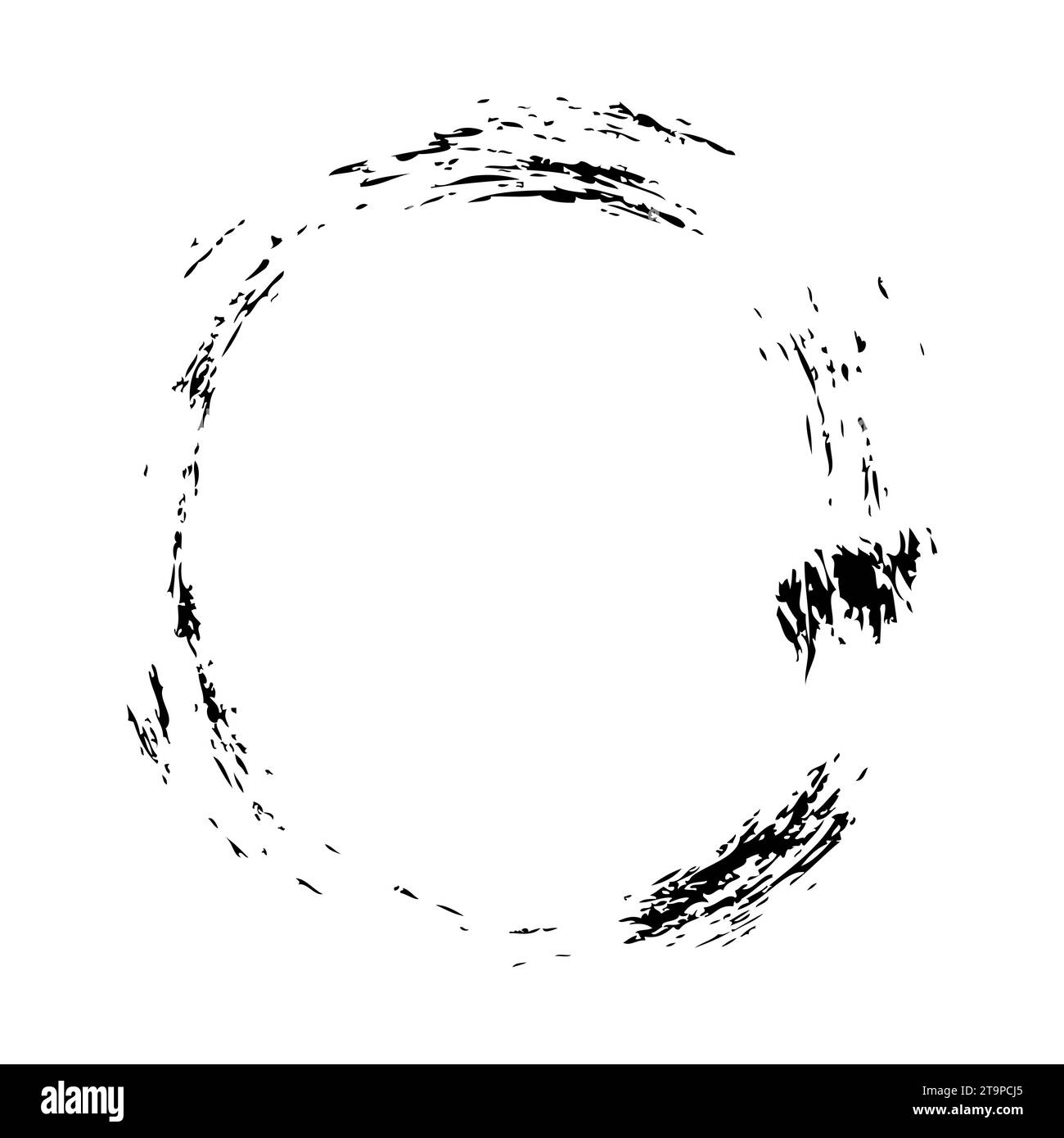 Highlight circle brush stroke black vector icon. One-stroke drawing ...