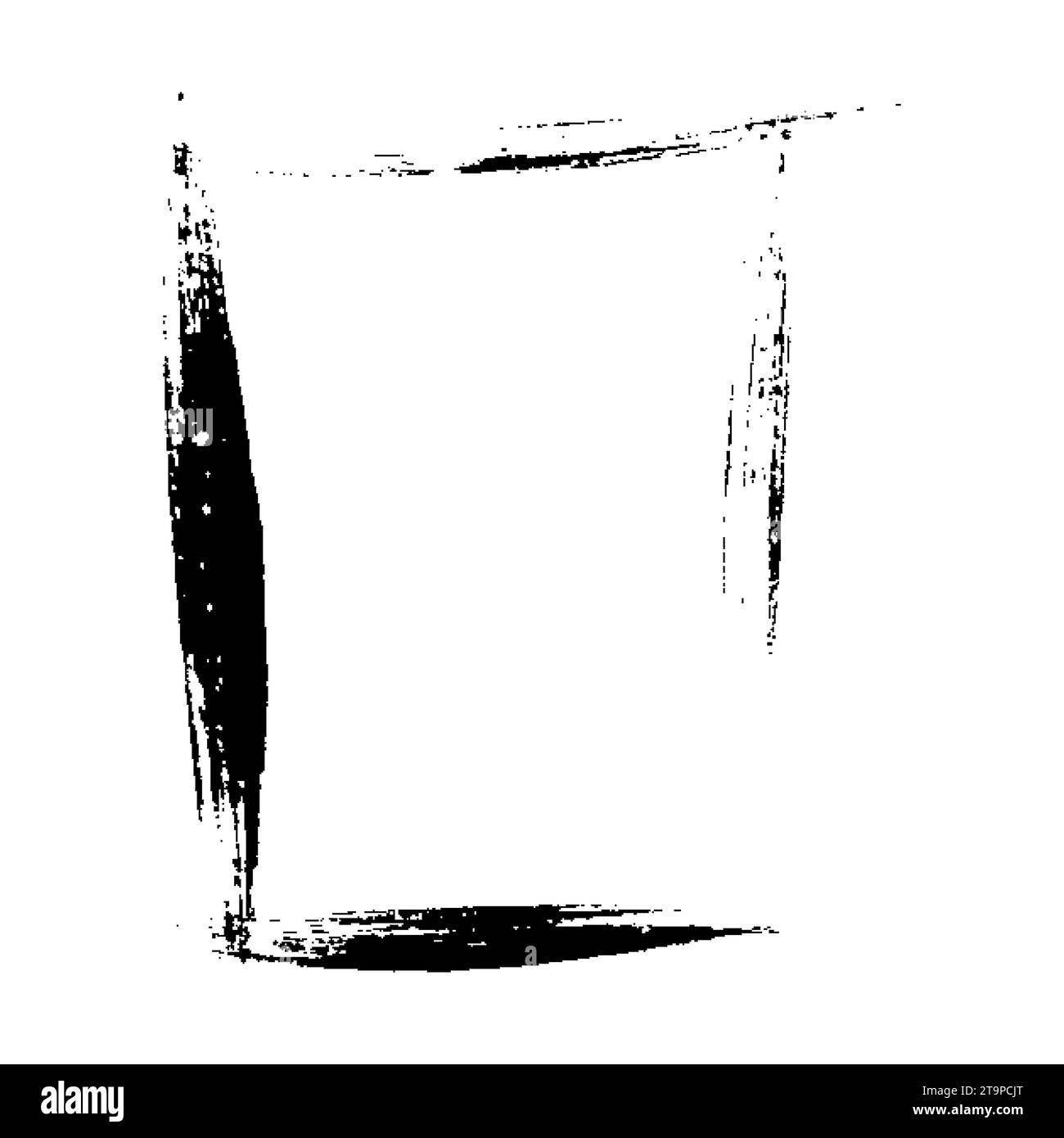 Square frame border brush stroke black vector icon. One-stroke drawing ...