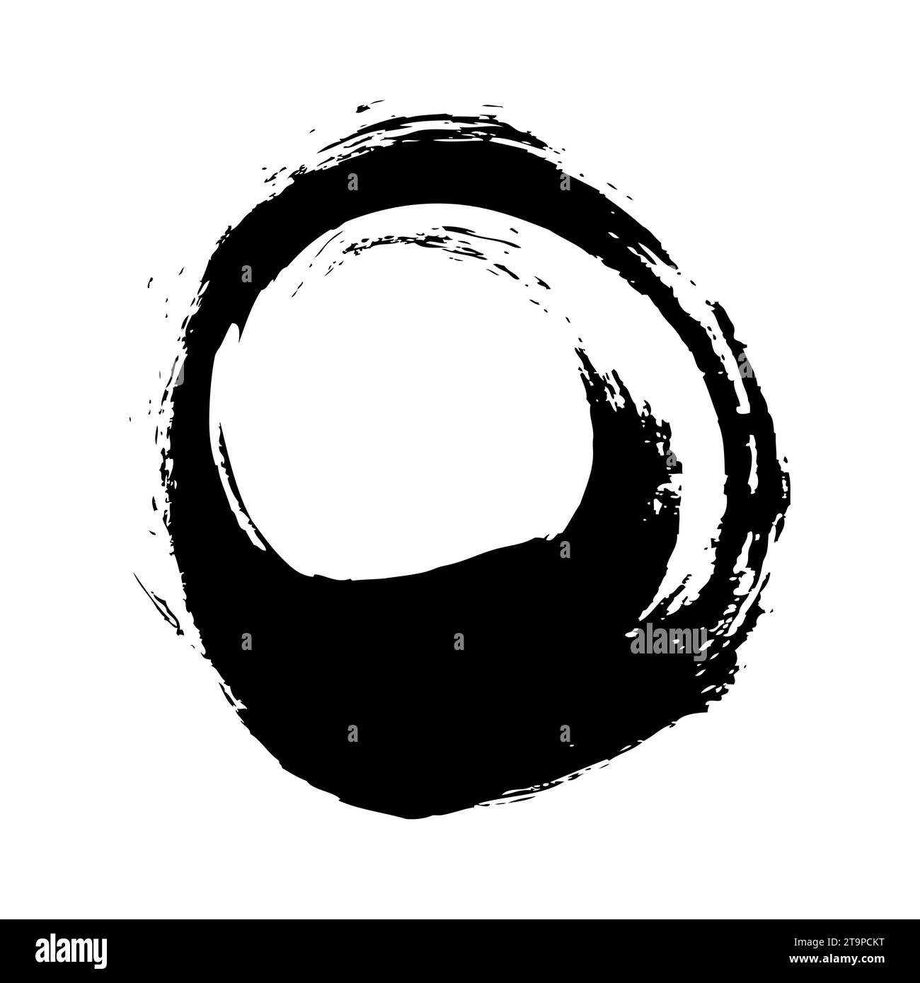 Highlight circle brush stroke black vector icon. One-stroke drawing ...