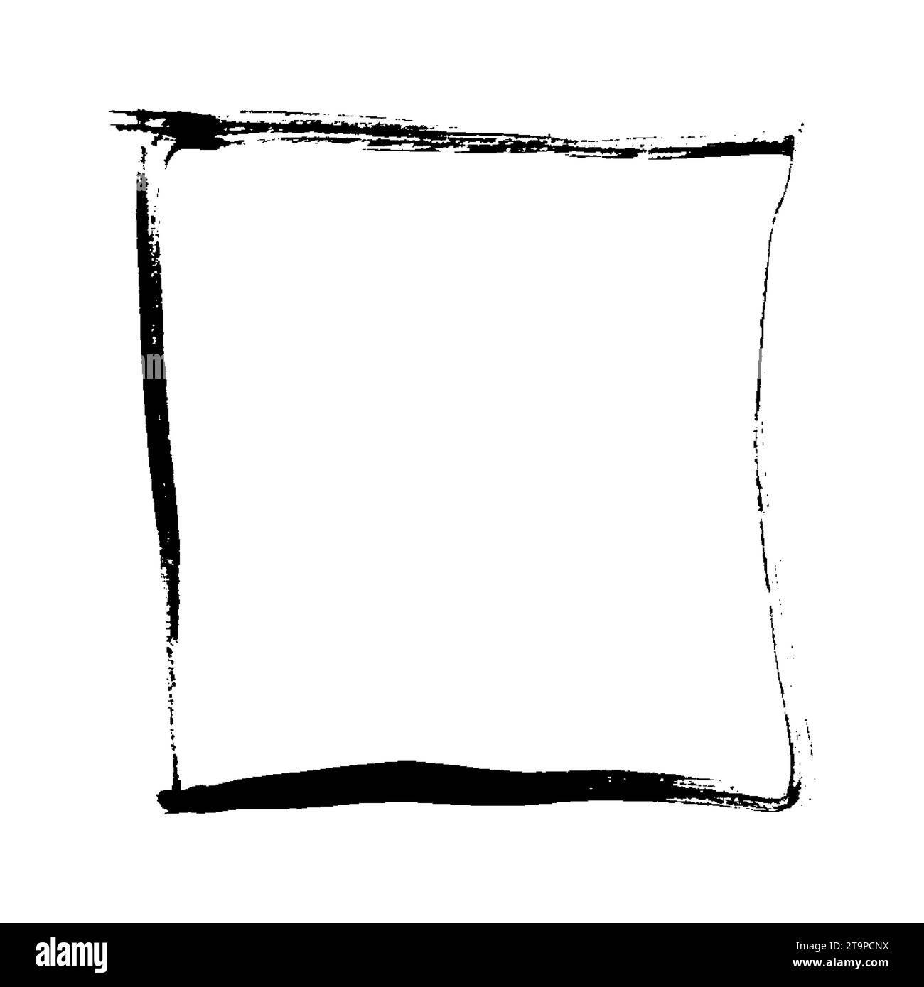 Square frame border brush stroke black vector icon. One-stroke drawing ...