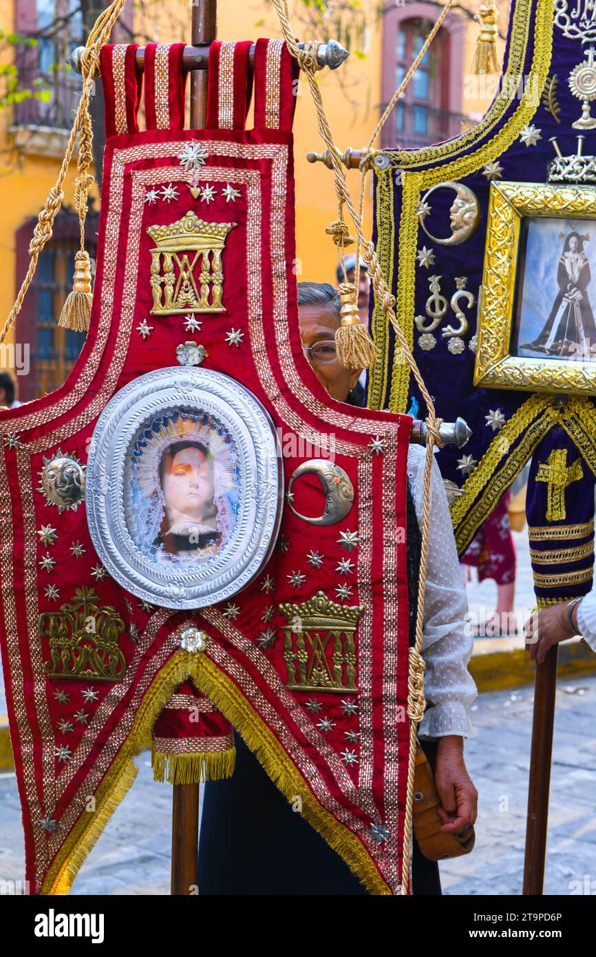 Brotherhoods banners, Easter time Good Friday silent parade ...