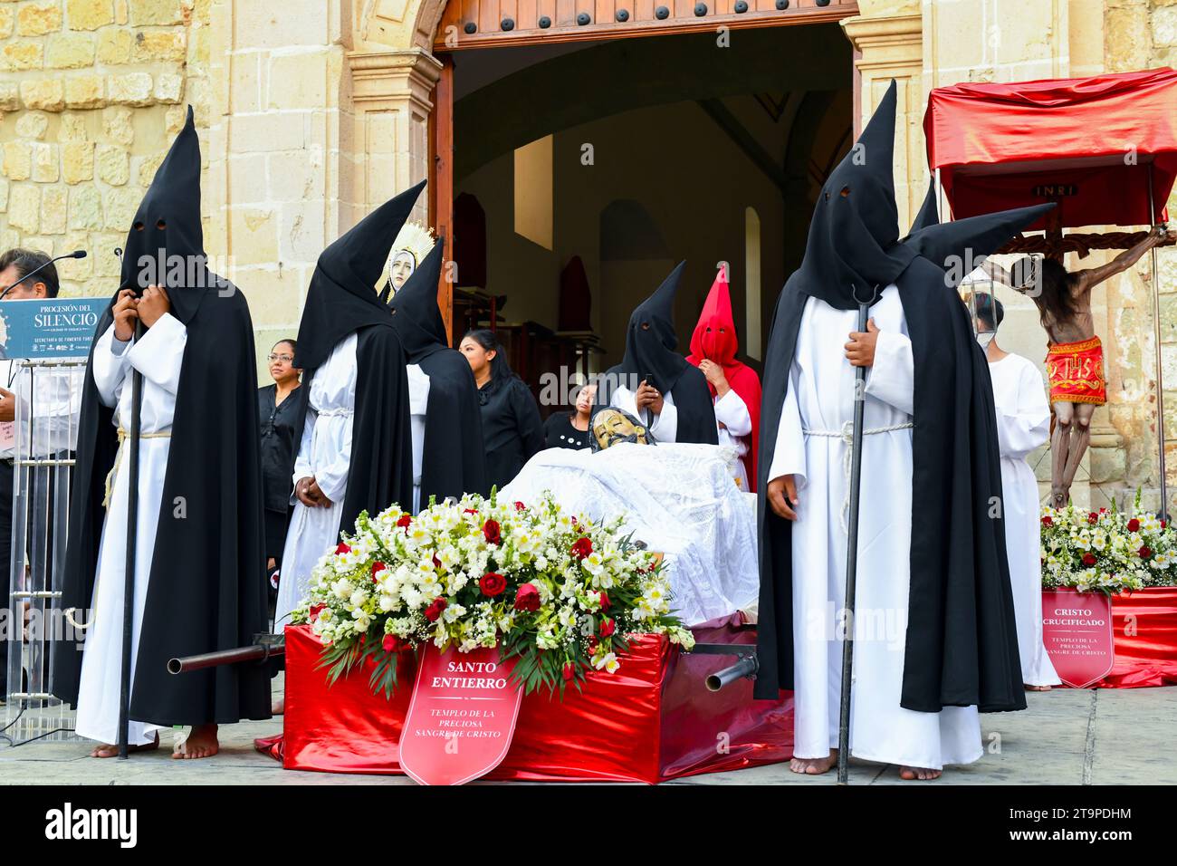 Penitents wearing Capirote hats during the Easter time Good Friday ...