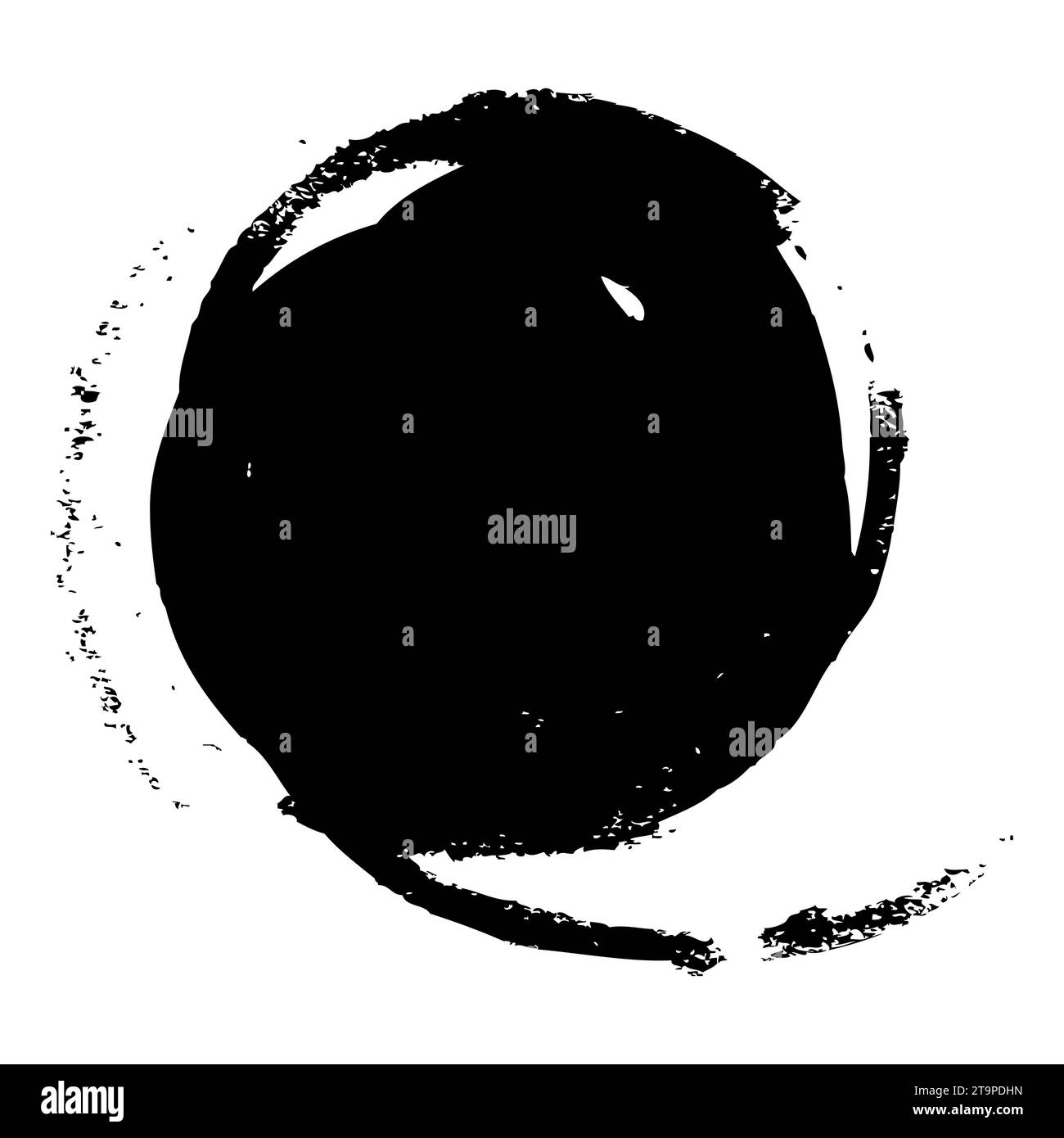 Solid round blot frame brush stroke black vector icon. One-stroke ...