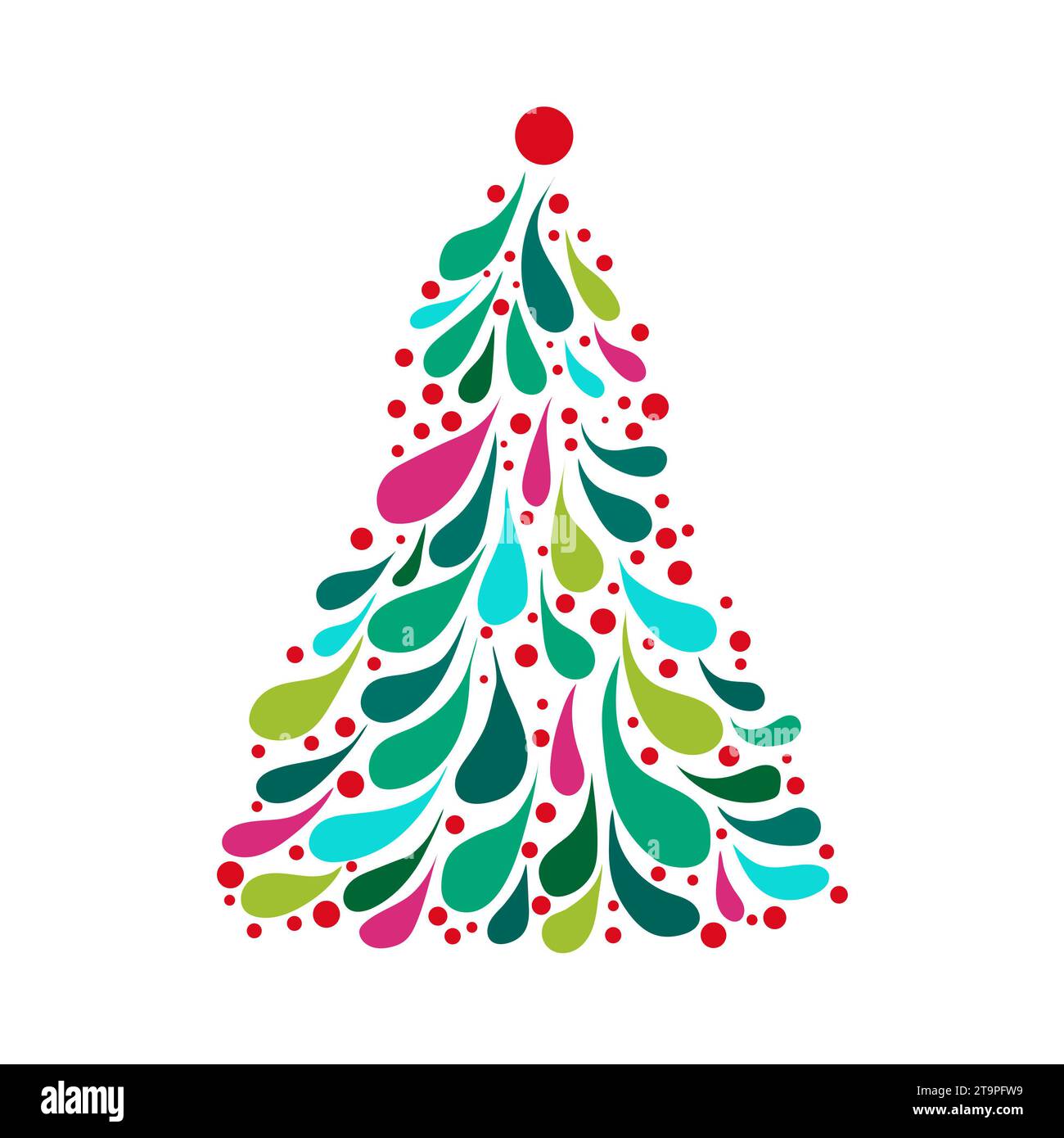 illustration, vector Christmas tree, Christmas card abstract colorful ...
