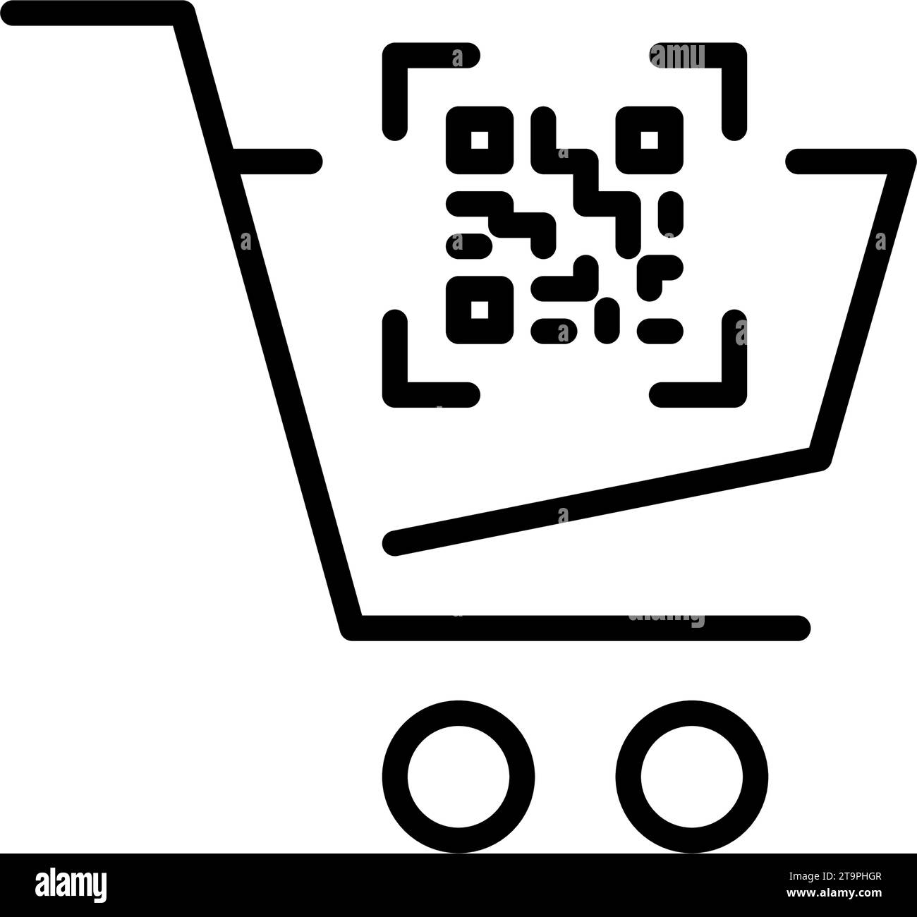 Shopping cart and qr code. Pixel perfect, editable stroke Stock Vector ...