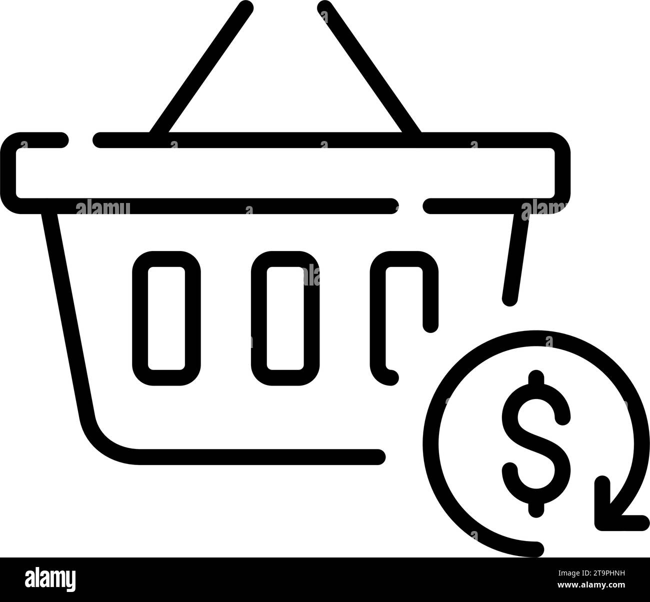 Shopping cart with return dollar arrow. Cash back and rewards symbol ...