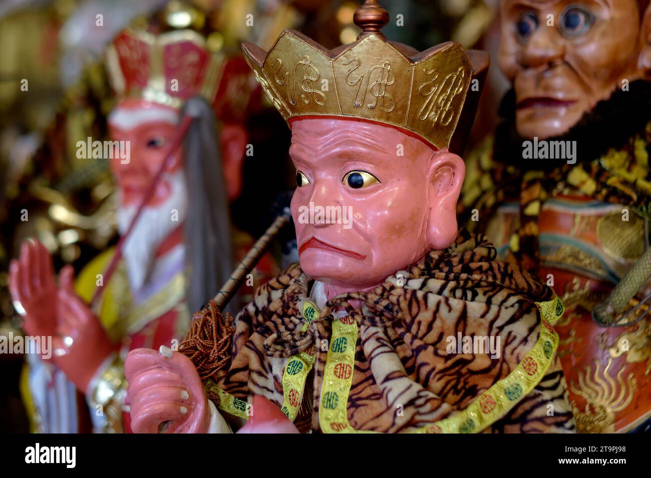 A figure of an angry Taoist emperor god on an altar at Jui Tui Temple ...
