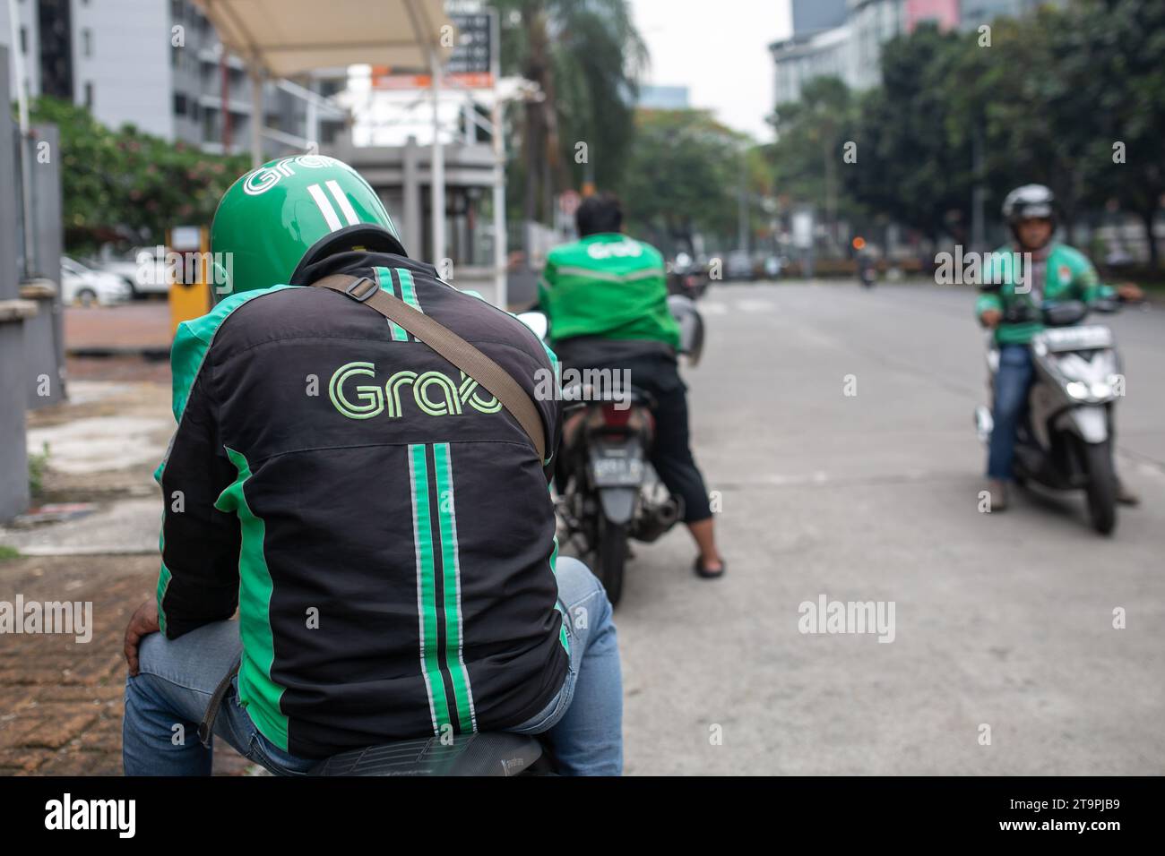 Jakarta, Indonesia - November 25, 2023: Gojek driver seen on the ...