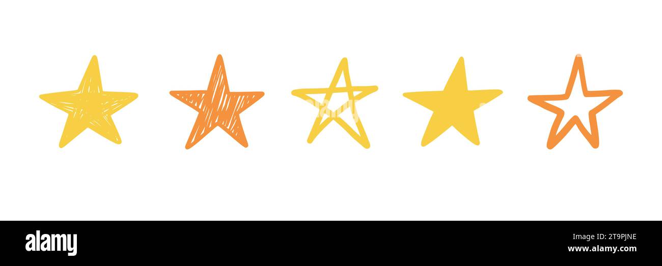Five star doodle. Hand drawn quality, review yellow five star ...