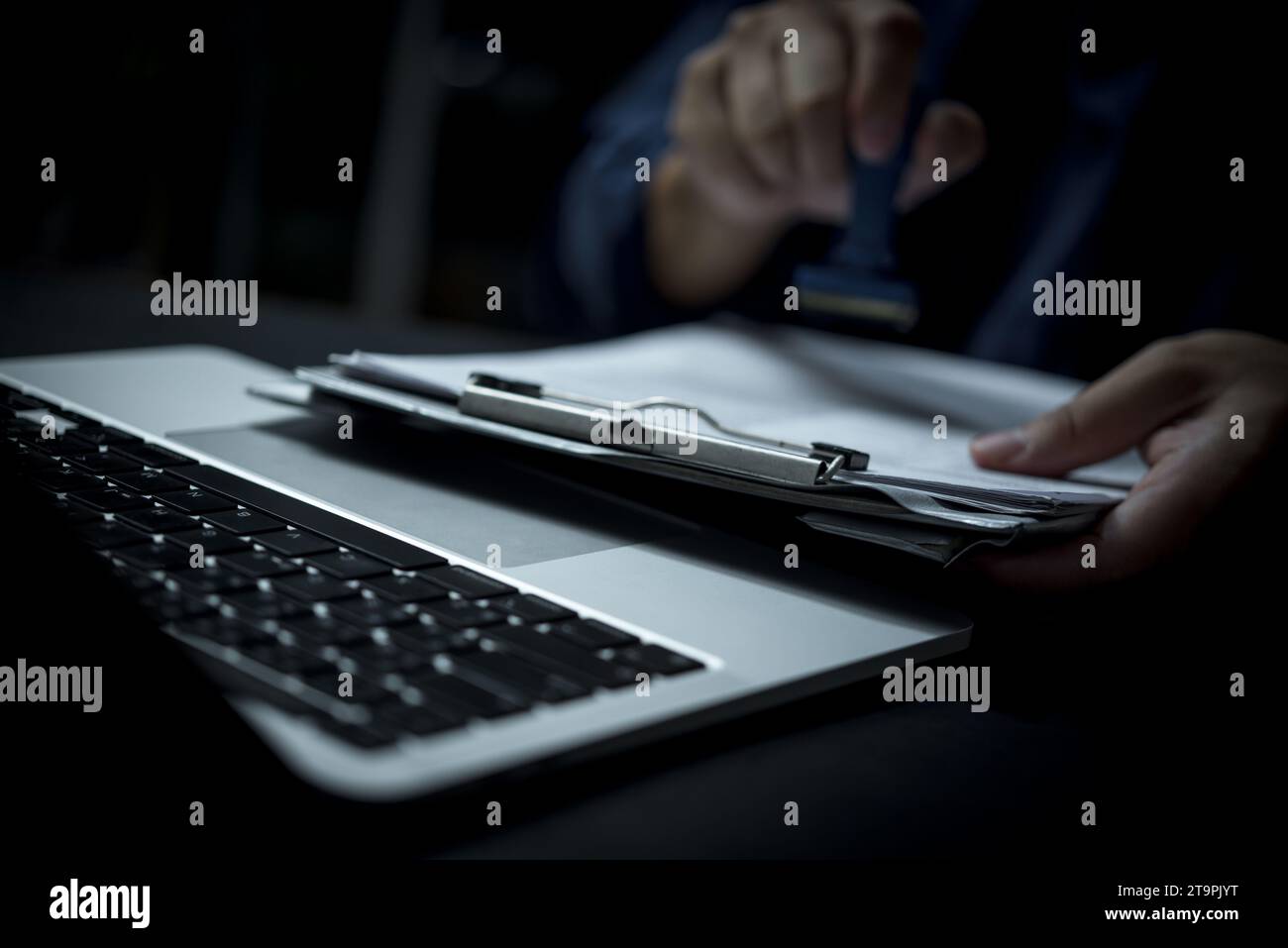 Hand man stamping documents notary public in office . Businessperson ...