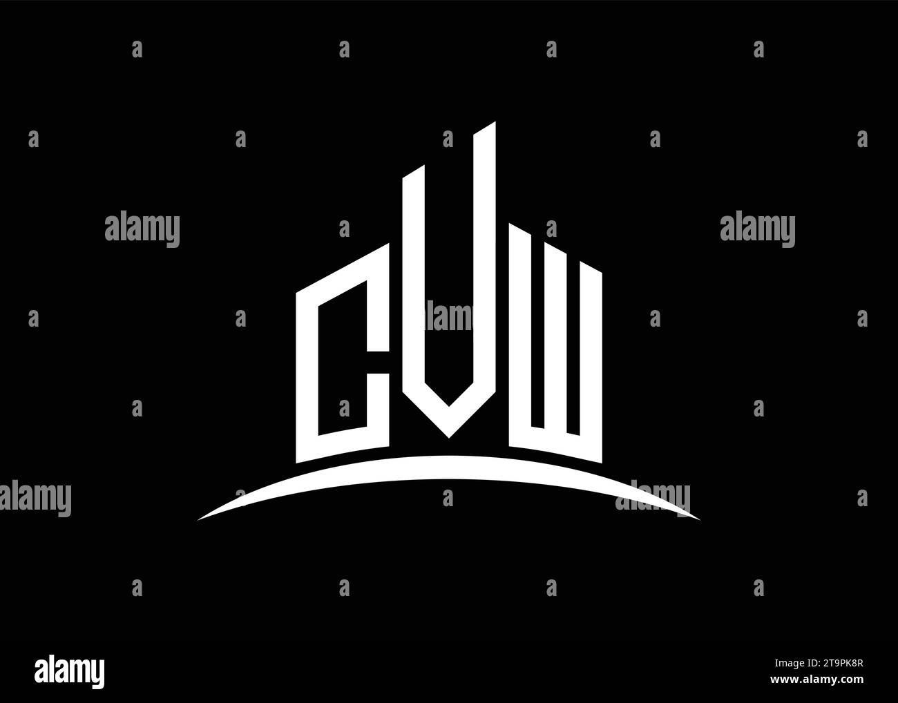 Letter CVW building vector monogram logo design template. Building ...