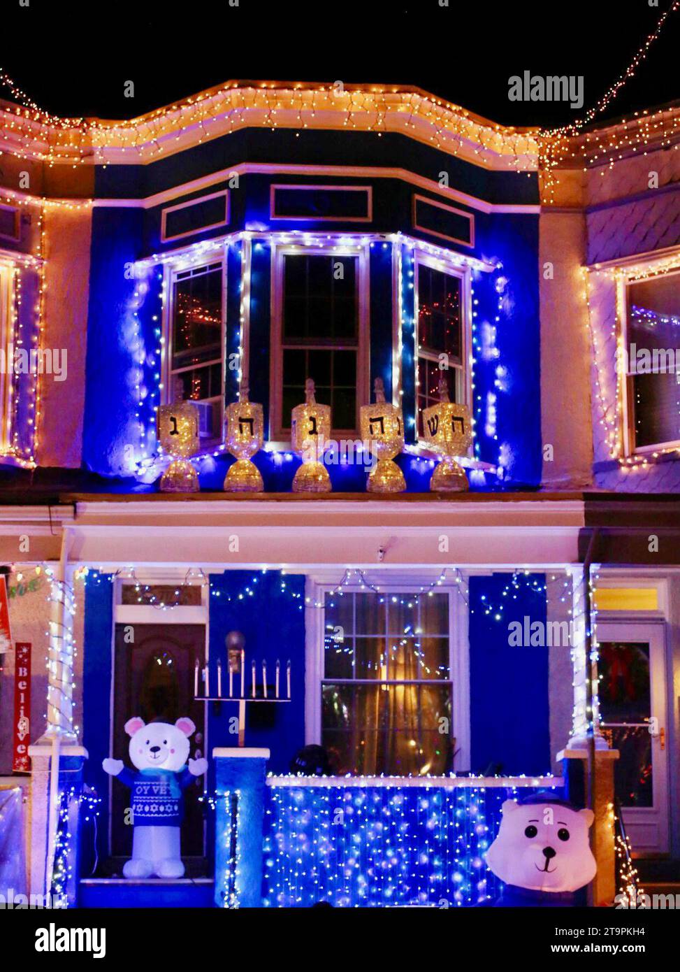 Baltimore, Maryland, USA. The Hanukkah House. Displayed annually on the ...