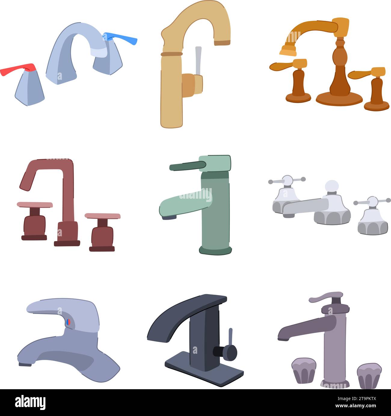 bathroom faucet set cartoon vector illustration Stock Vector Image ...