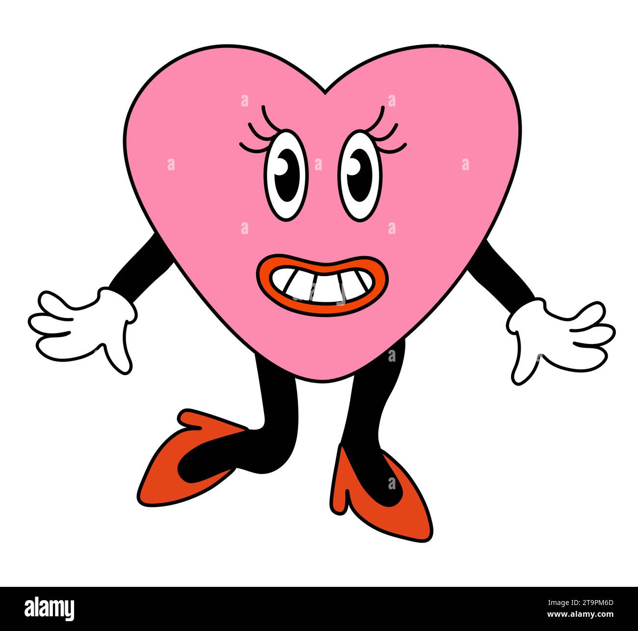 Retro 70s 60s 80s Hippie Groovy Valentine day lovely Heart Character ...