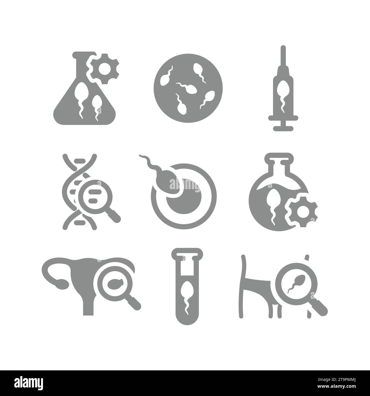 In vitro diagnostic, fertilization and insemination vector icons. Sperm ...