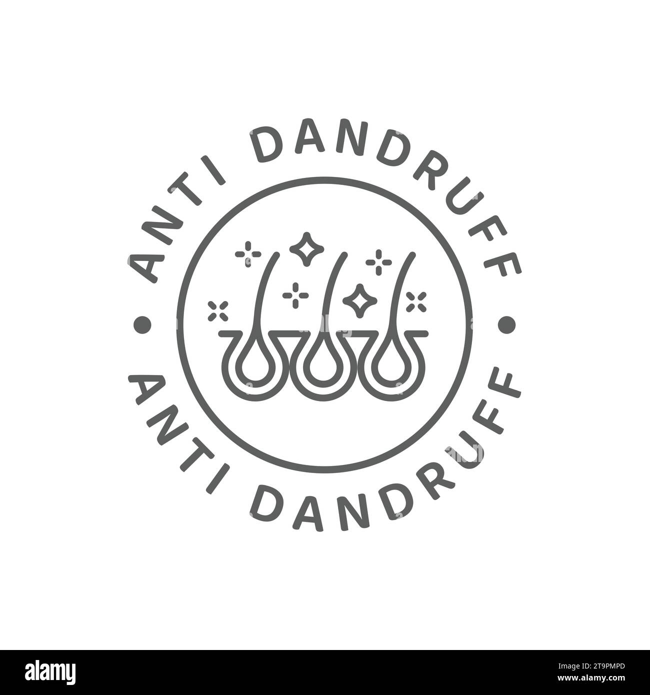 Anti dandruff with hair vector label. Outline, line shampoo and ...