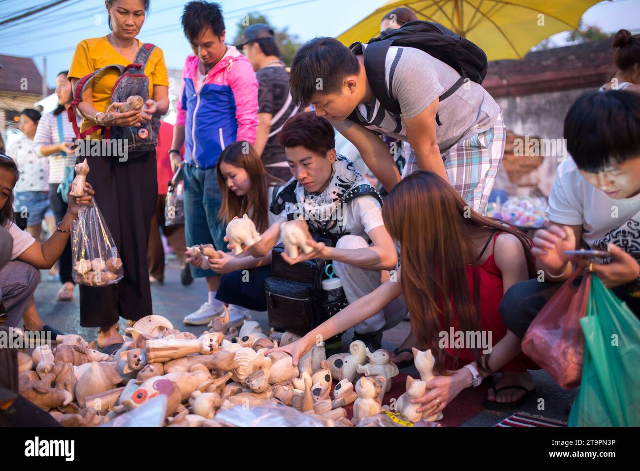 Chiang Mai, Thailand - January 17, 2016: Unidentified people at the ...