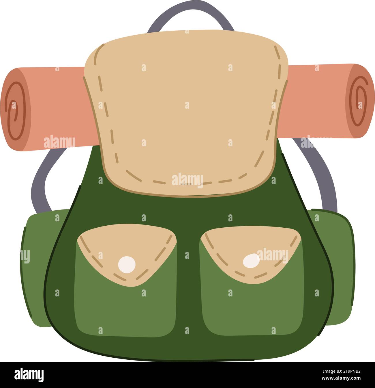 trekking hiking backpack cartoon vector illustration Stock Vector Image ...