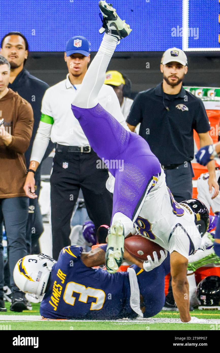 Los Angeles, California, USA. 26th Nov, 2023. Baltimore Ravens tight ...