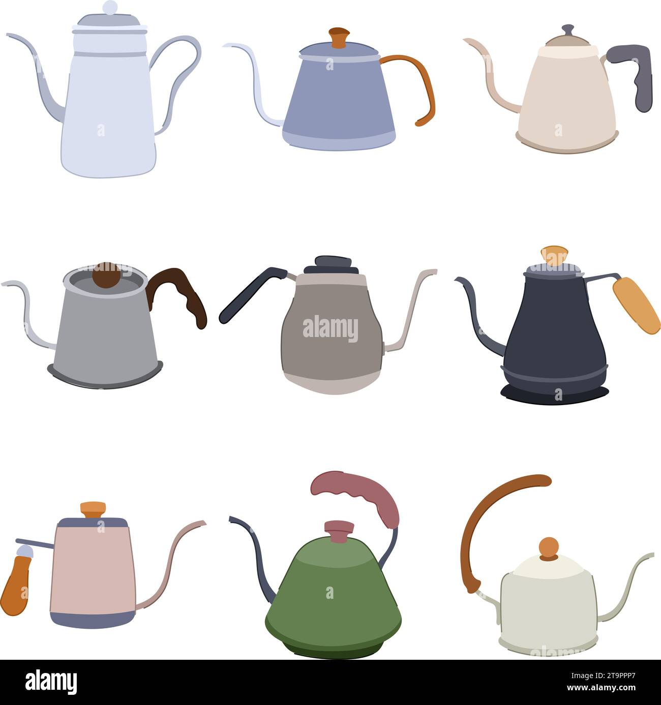 steel drip kettle set cartoon vector illustration Stock Vector Image ...