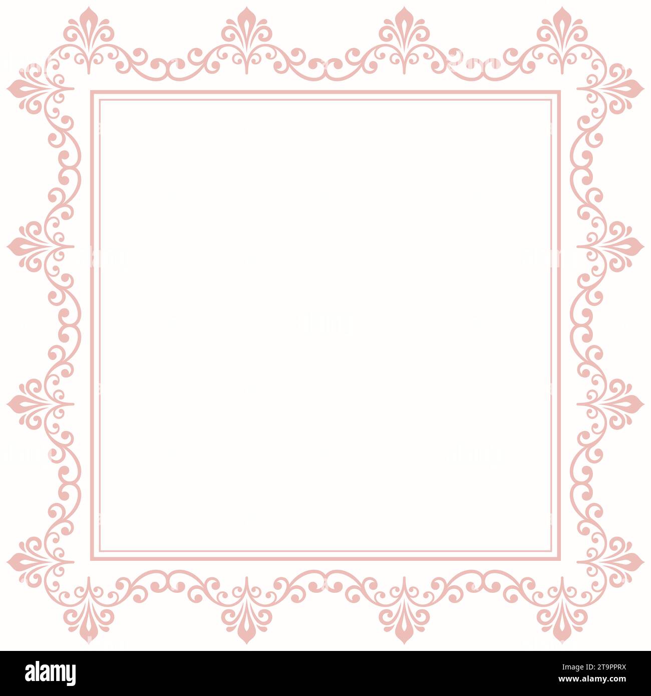 Classic vintage pink square frame with arabesques and orient elements ...