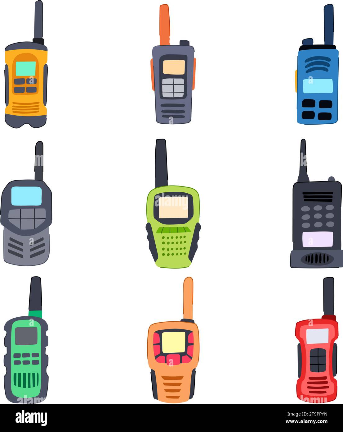 walkie talkie set cartoon vector illustration Stock Vector Image & Art ...