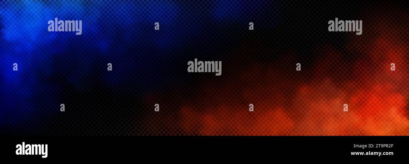 Blue and red smoke overlay effect in opposite corners. Vector realistic ...