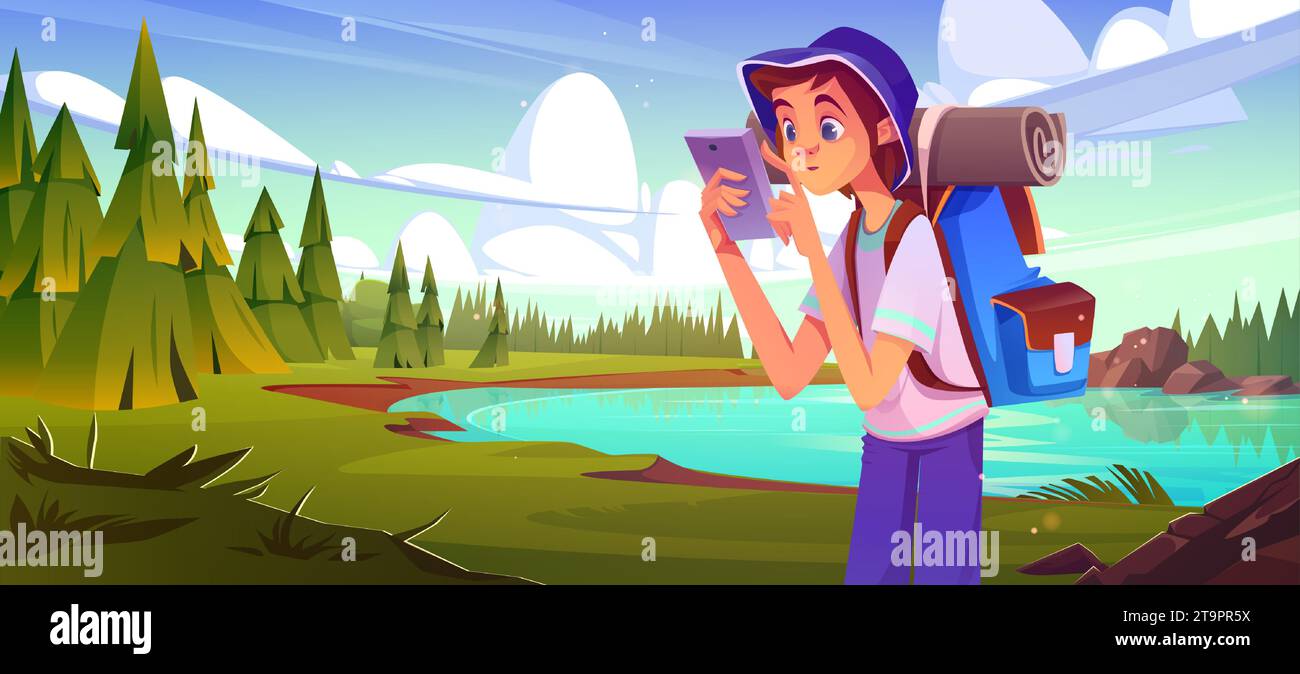 Walk around lake Stock Vector Images - Alamy