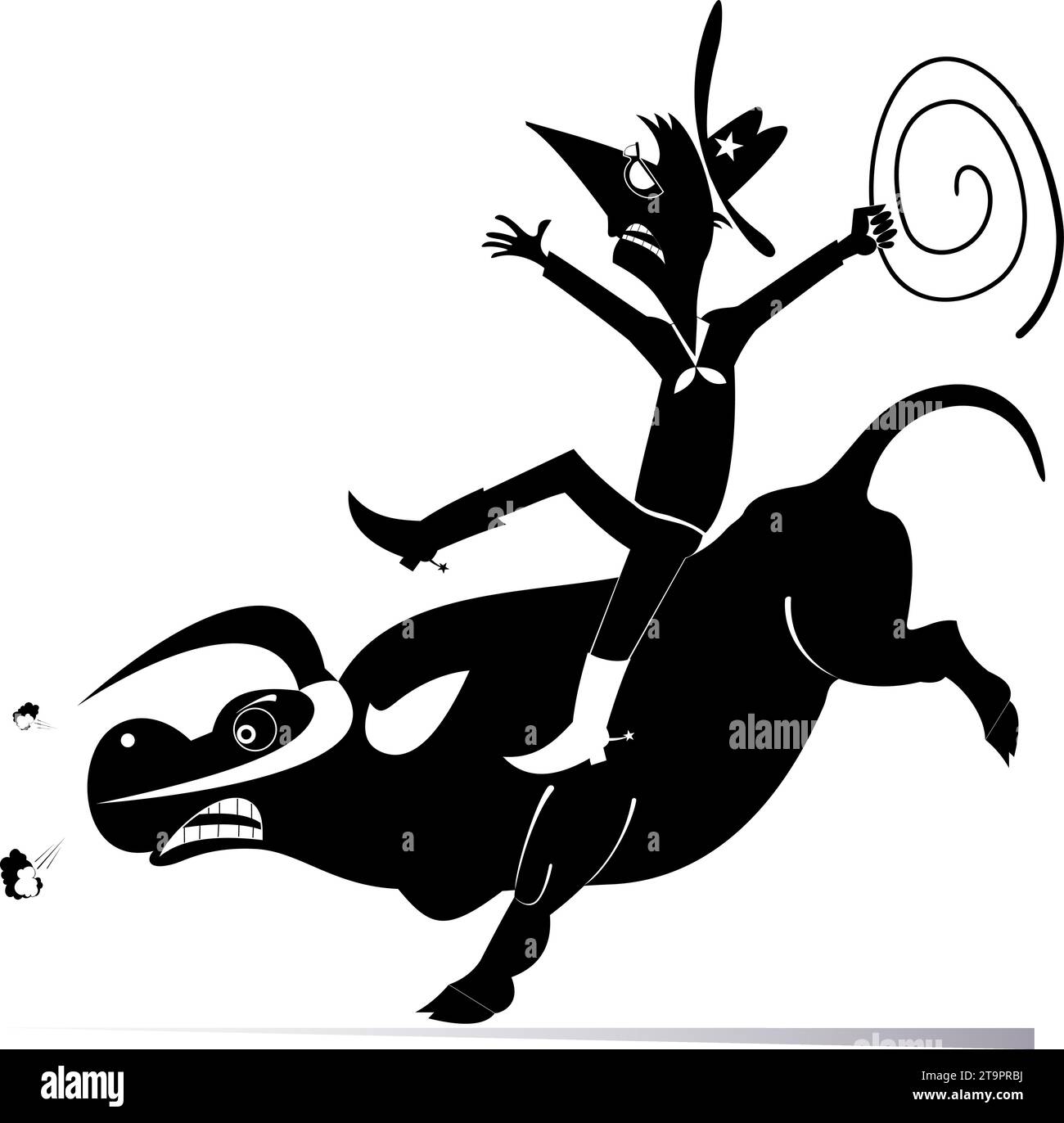 Rodeo cowboy bull riding cartoon hi-res stock photography and images ...