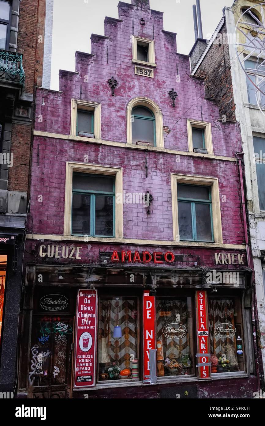Vertical closeup on an authentic restaurant serving mainly spare-ribs ...