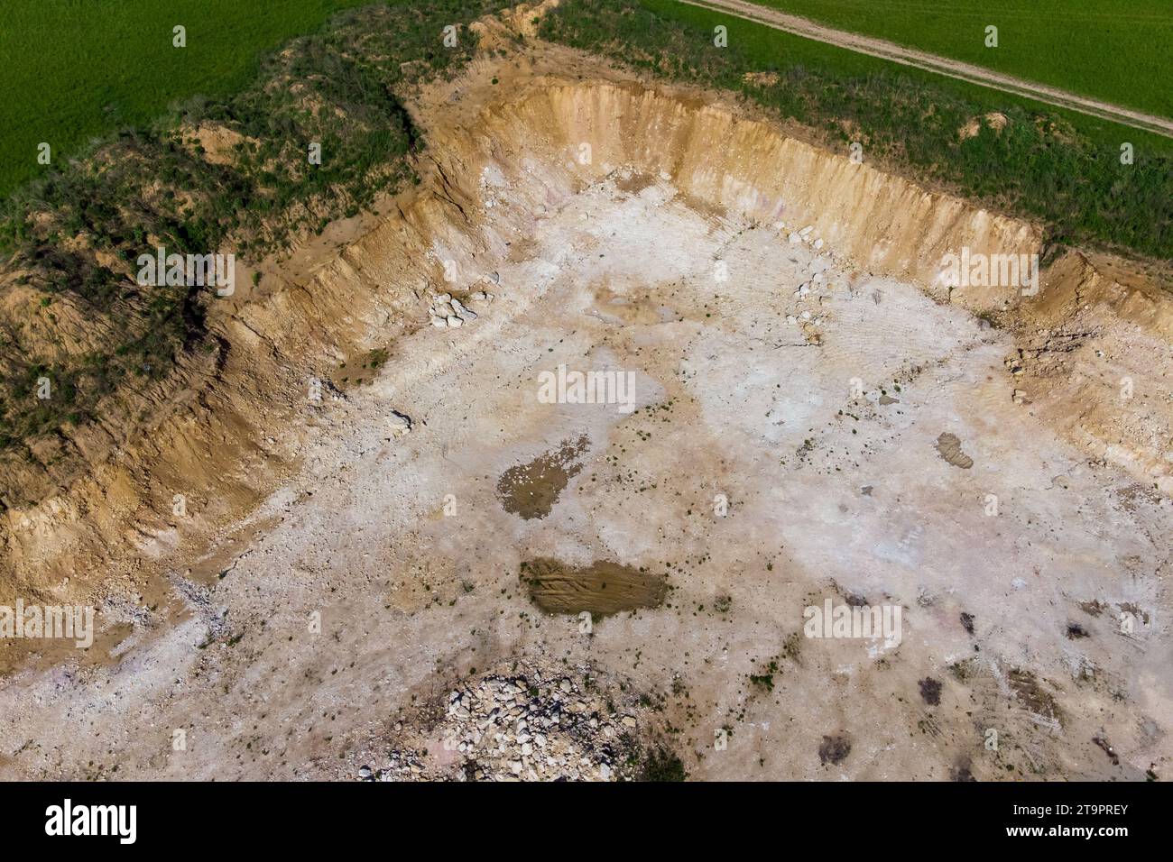 Top view of the slopes of a stone quarry, adding limestone gravel Stock ...