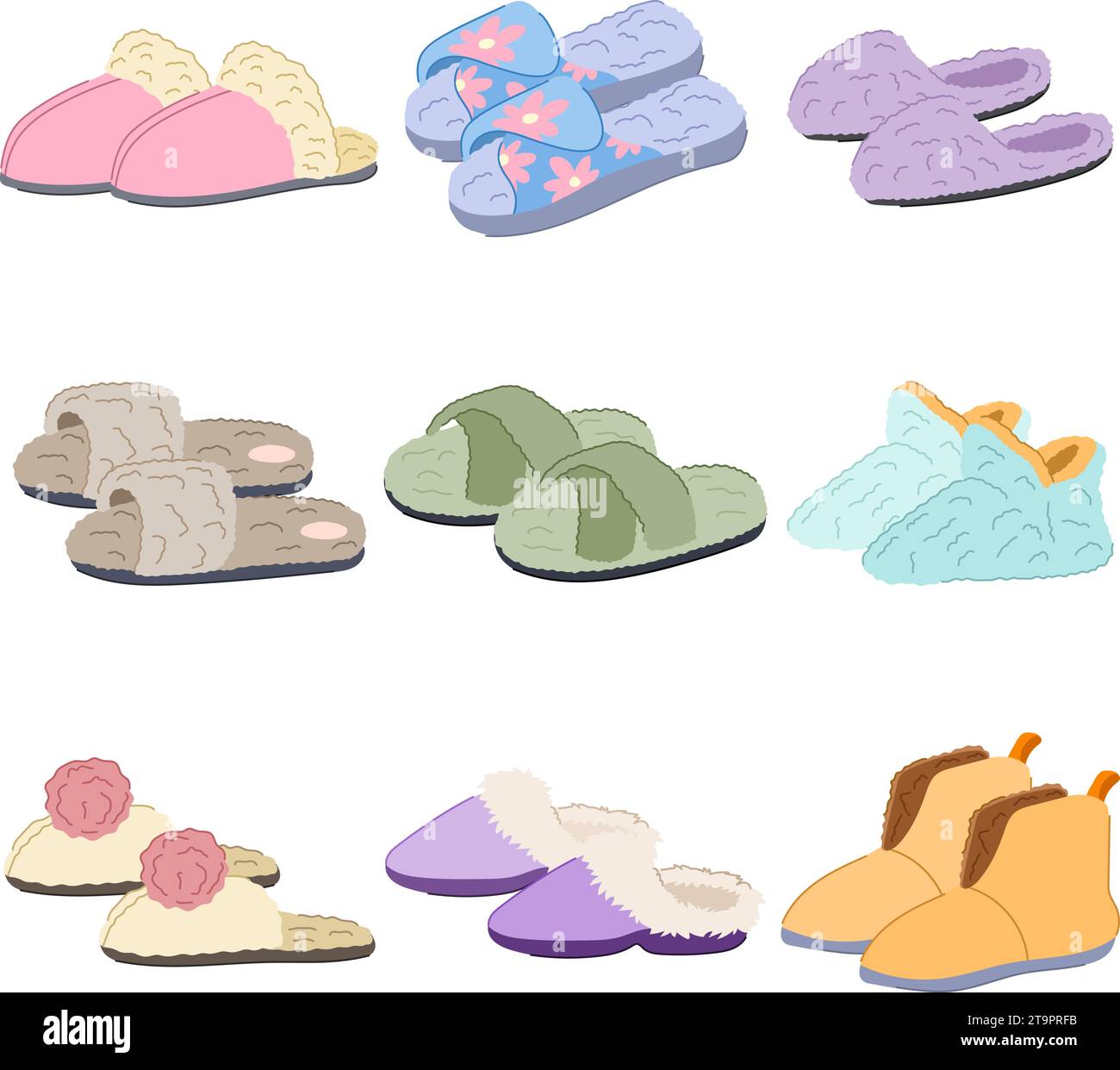 women slippers set cartoon vector illustration Stock Vector Image & Art ...