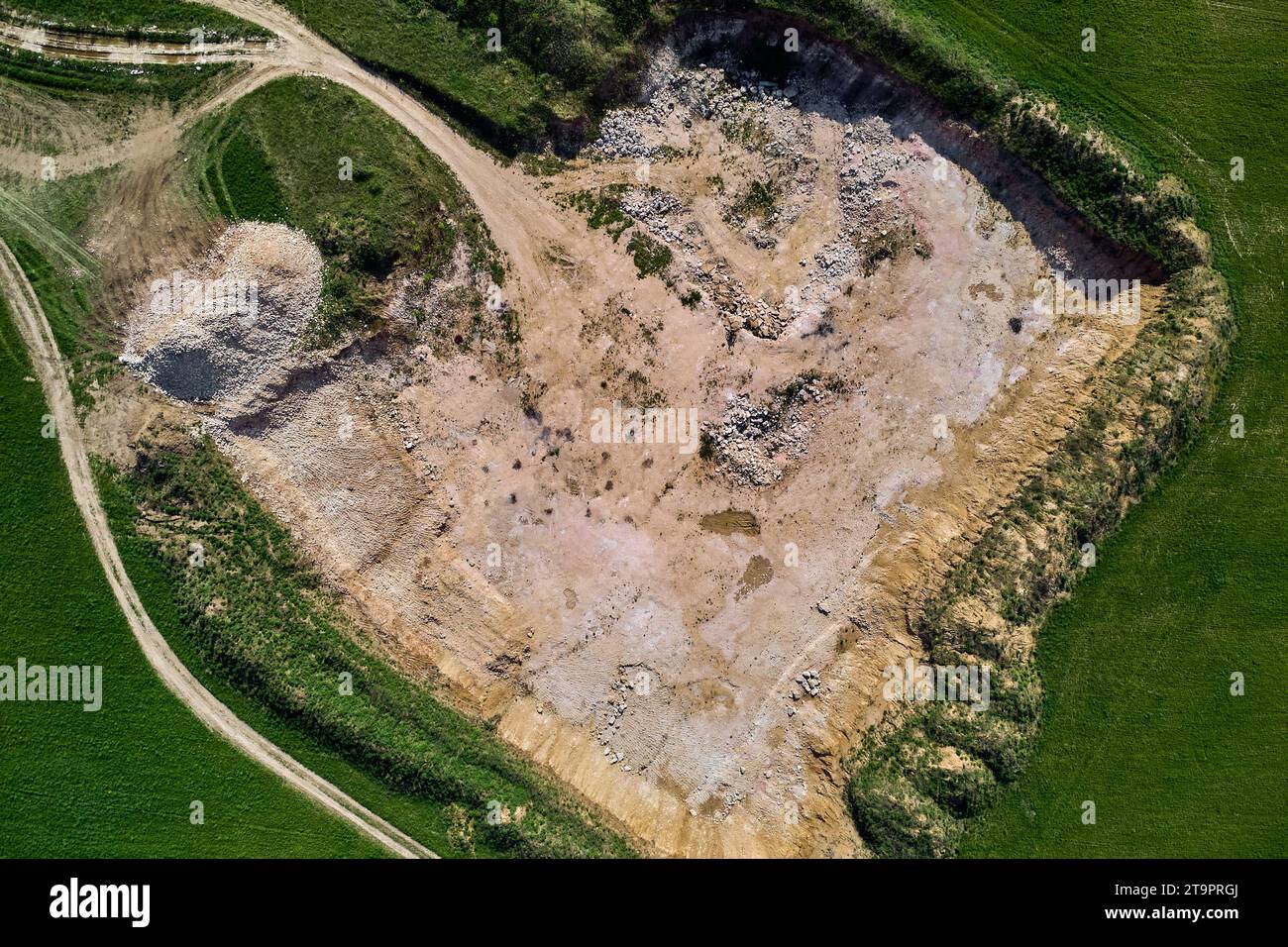 Aerial view of a small crushed stone quarry Stock Photo - Alamy