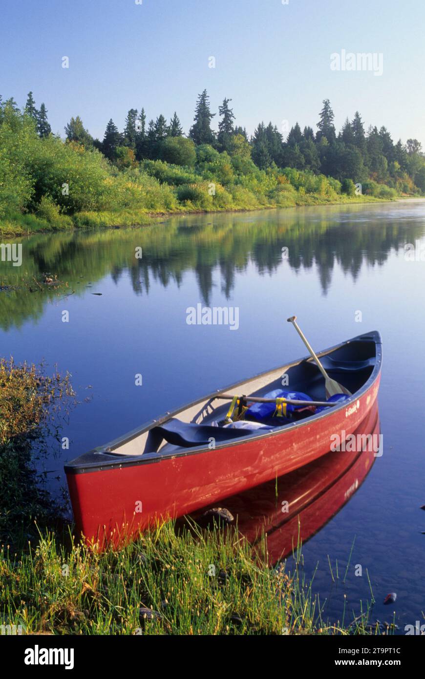 Willamette River canoe, Willamette River Greenway, Polk County, Oregon ...