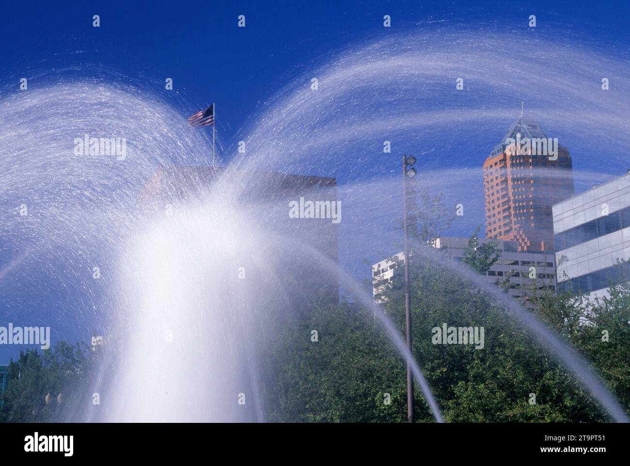 Salmon Street Springs fountain, Waterfront Park, Portland, Oregon Stock ...