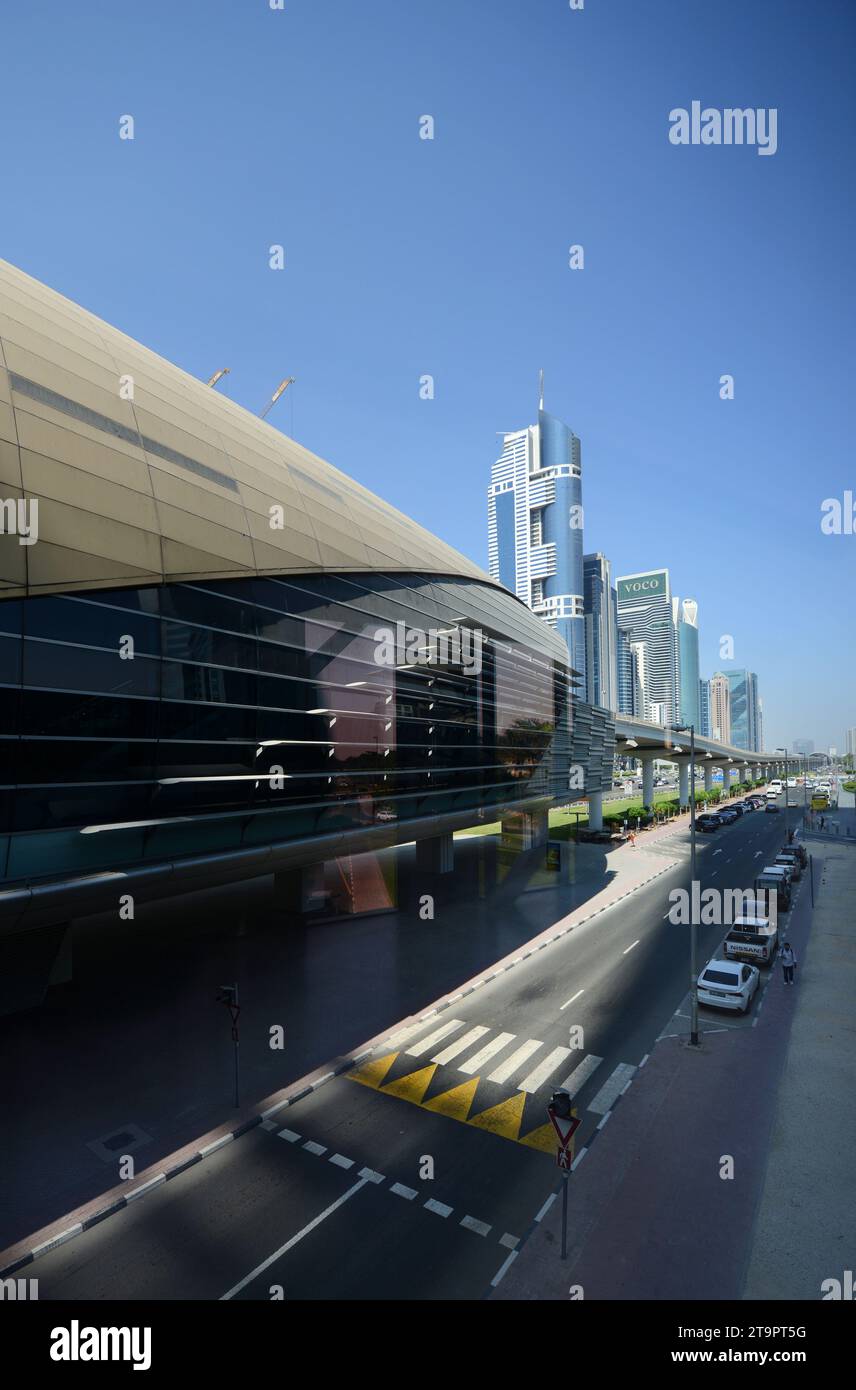 The Emirates Towers Metro Station on Sheikh Zayed Rd in Dubai, United ...