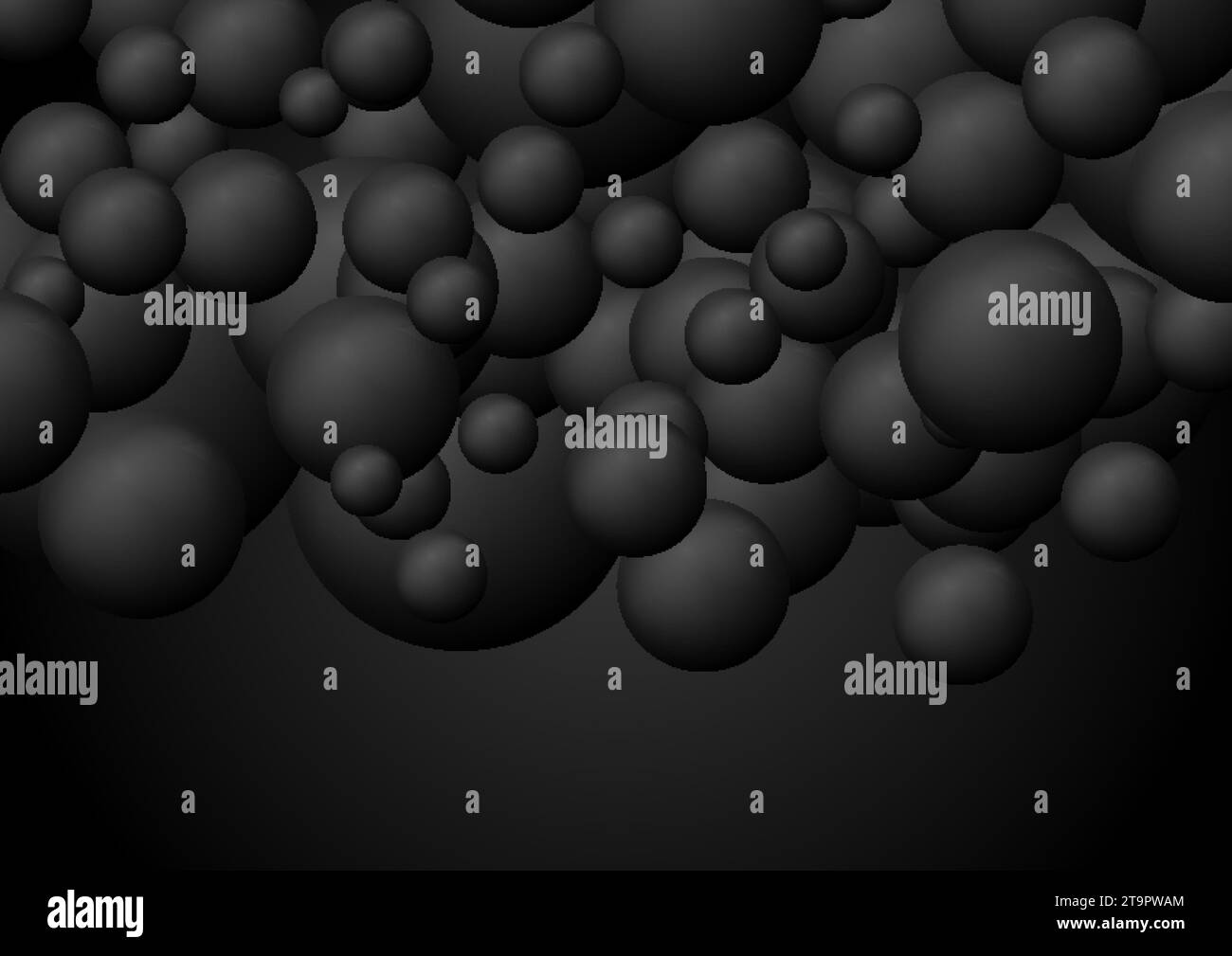 Abstract black futuristic 3d spheres geometric background. Glossy circles vector design Stock ...