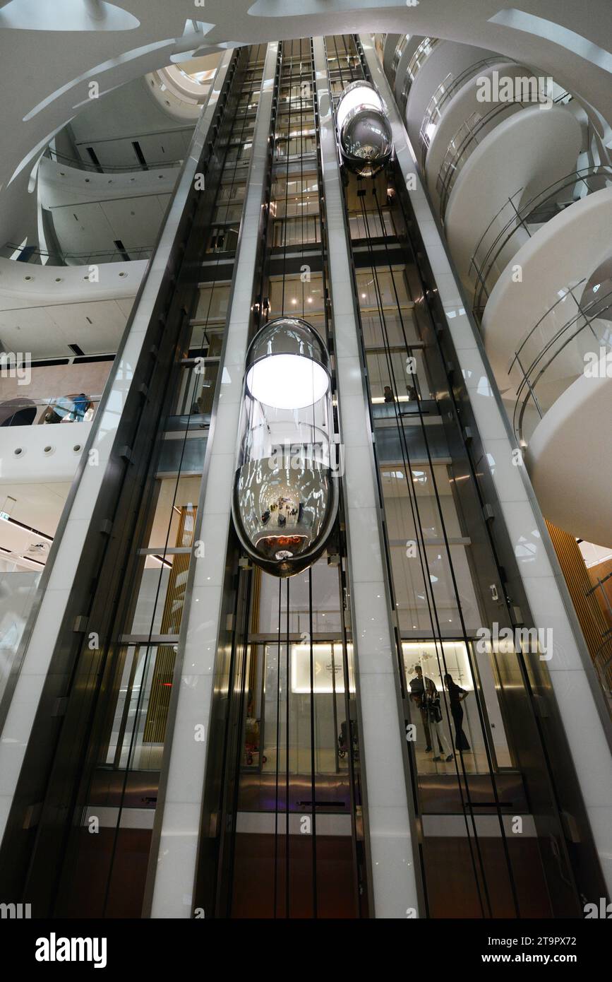 The unique lifts leading from the main hall to the exhibits at the ...