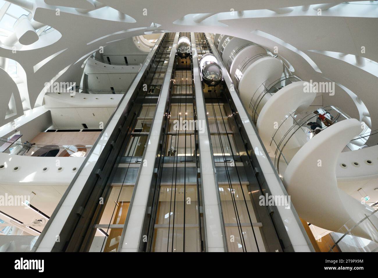 The unique lifts leading from the main hall to the exhibits at the ...