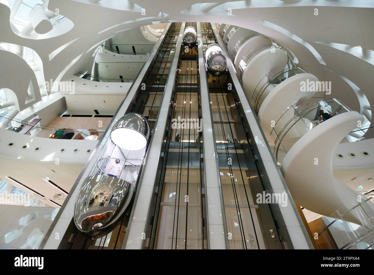 The unique lifts leading from the main hall to the exhibits at the ...