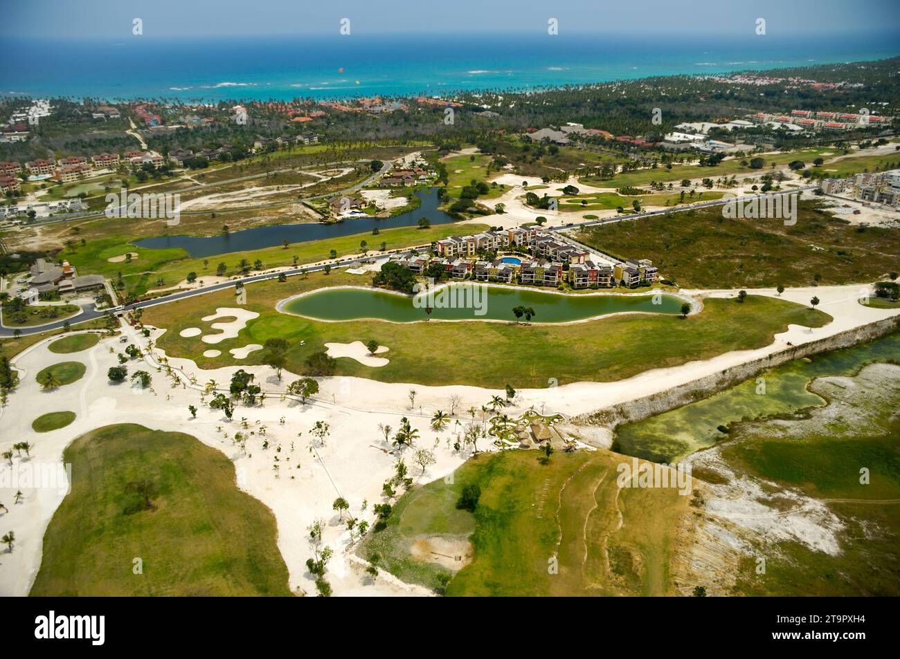 Flying above a golf course at an exotic destination Stock Photo - Alamy