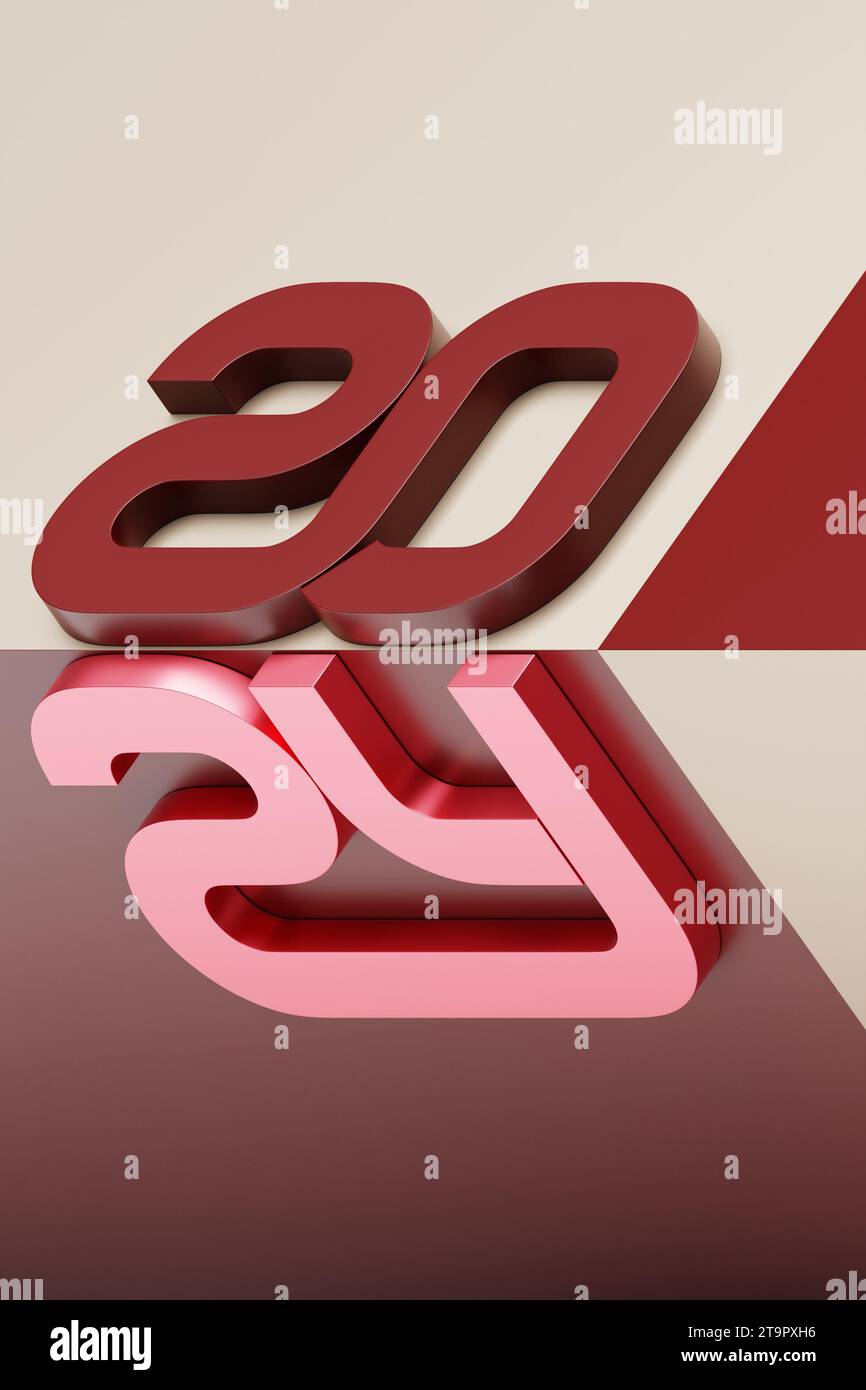 3d illustration Happy new year 2024 background template. Holiday ...