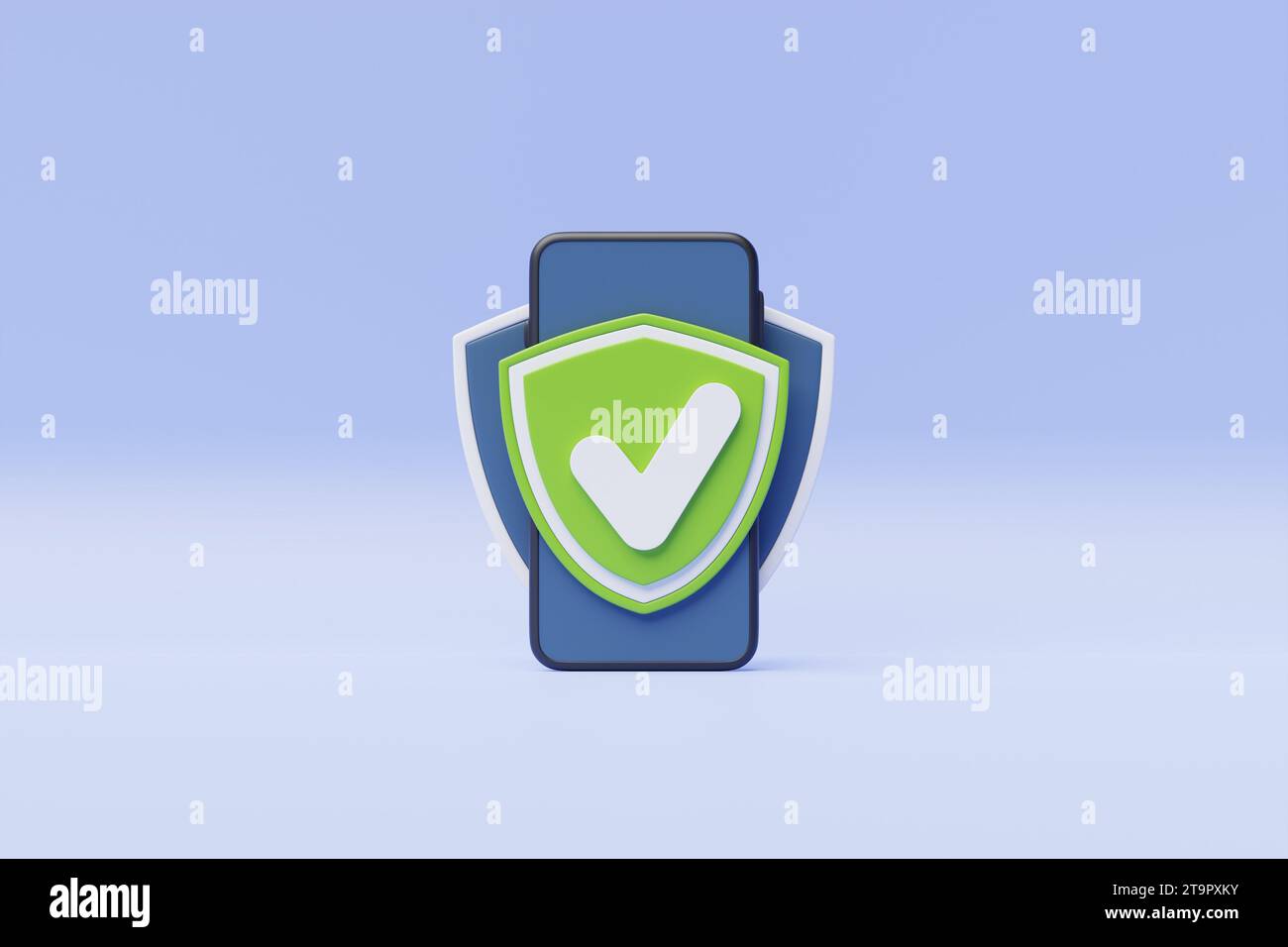 3D illustration of secure internet connection, smartphone privacy and ...