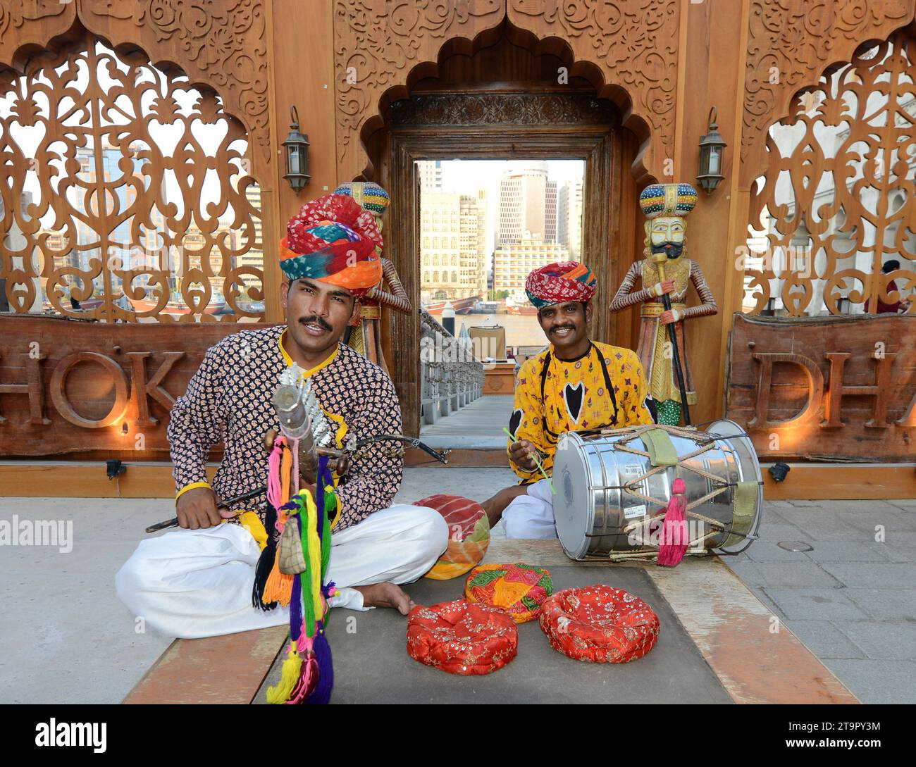 Rajasthani musicians playing traditional Rajasthani music in front of ...
